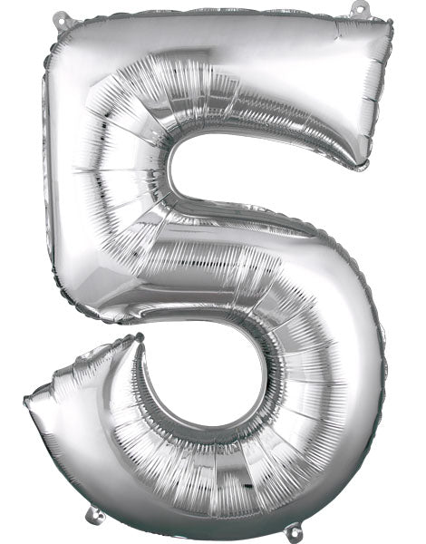 34in Anagram Silver Number 5 Balloon – Joker Party Supply